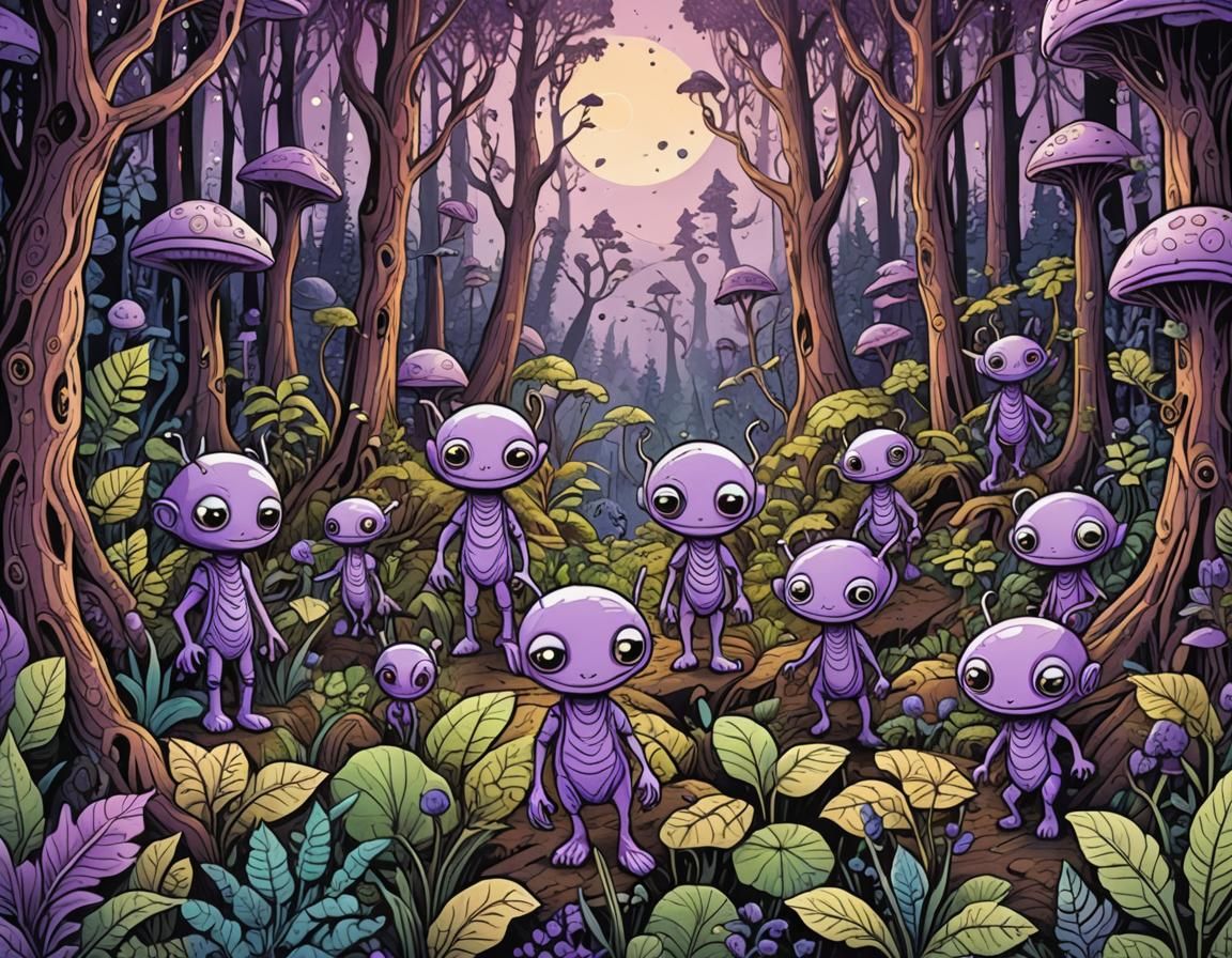 Purple Aliens 2 - AI Generated Artwork - NightCafe Creator