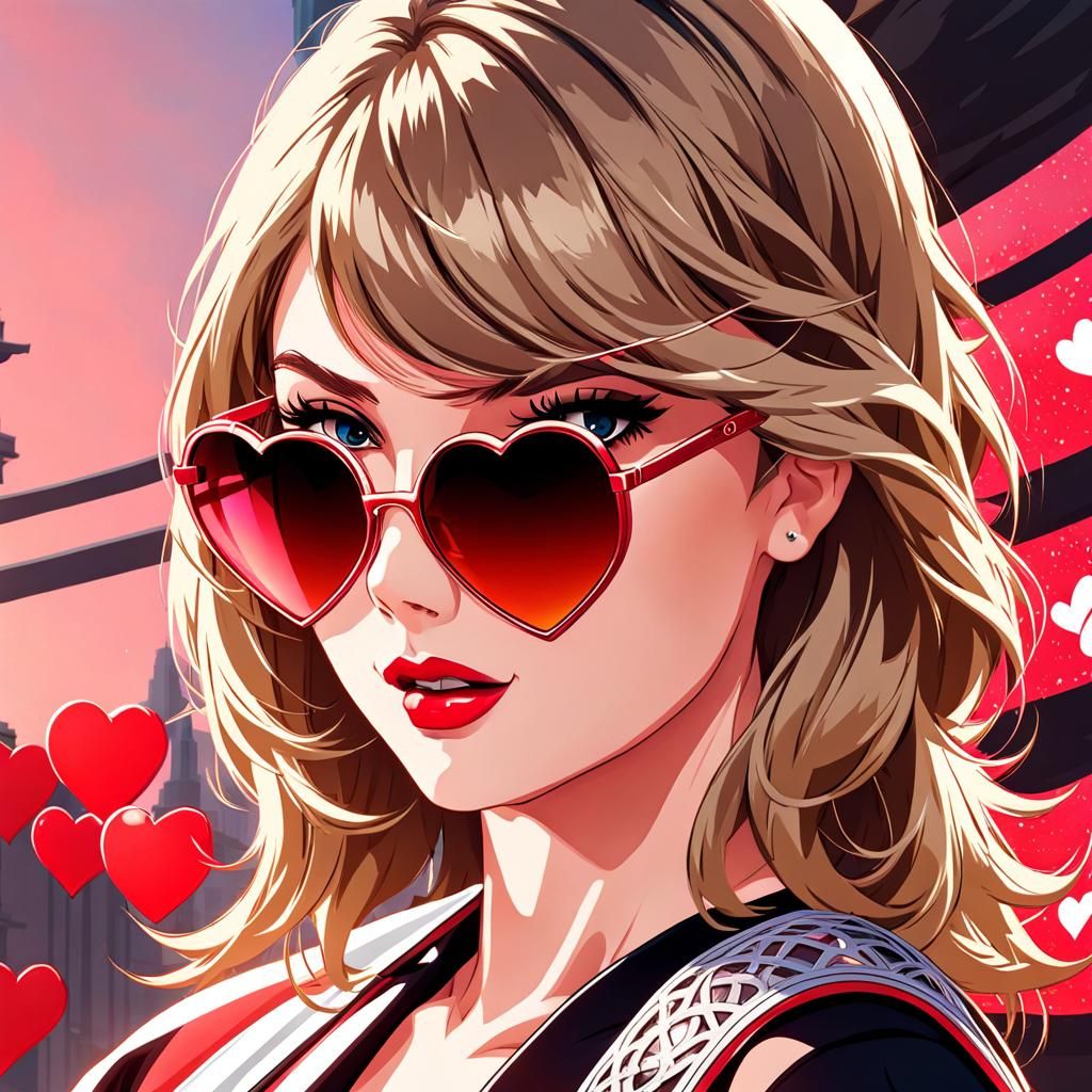Taylor Swift With Heart Sunglasses - AI Generated Artwork - NightCafe ...