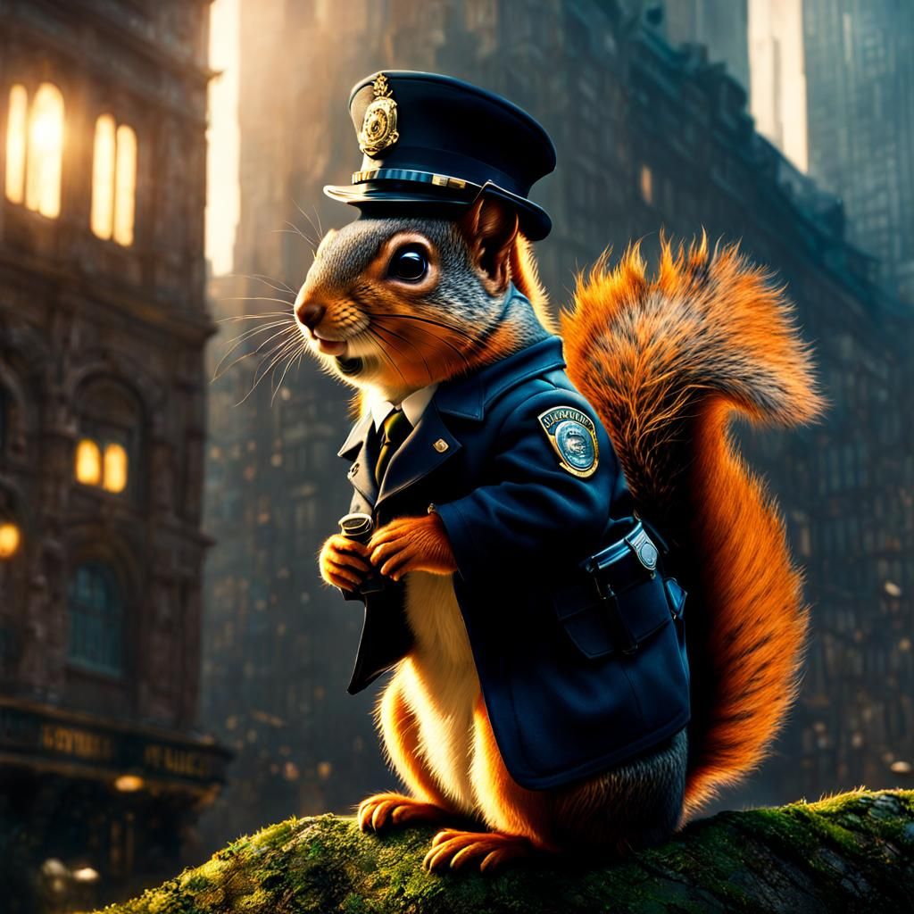 squirrel as a detective - Magical Surreal Squirrel Detective...