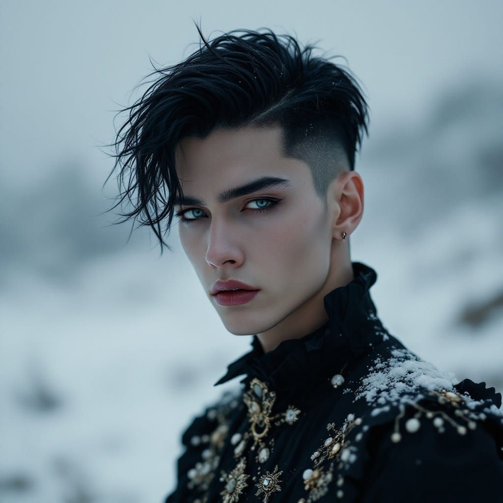 Goth Boy in Winter 241128 - Ethereal Goth Prince in Winter L...