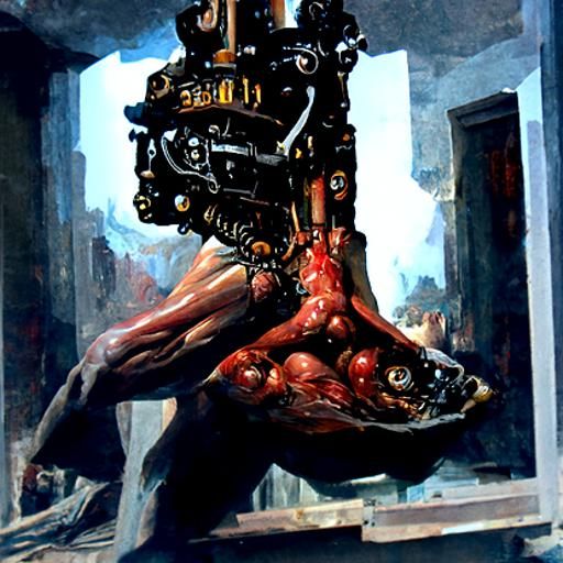 Fusion of Flesh and Machine - AI Generated Artwork - NightCafe Creator