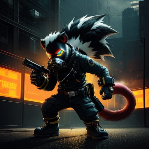 Stenchbro - Hyperrealistic Skunk Punk Pokemon with Glowing M...