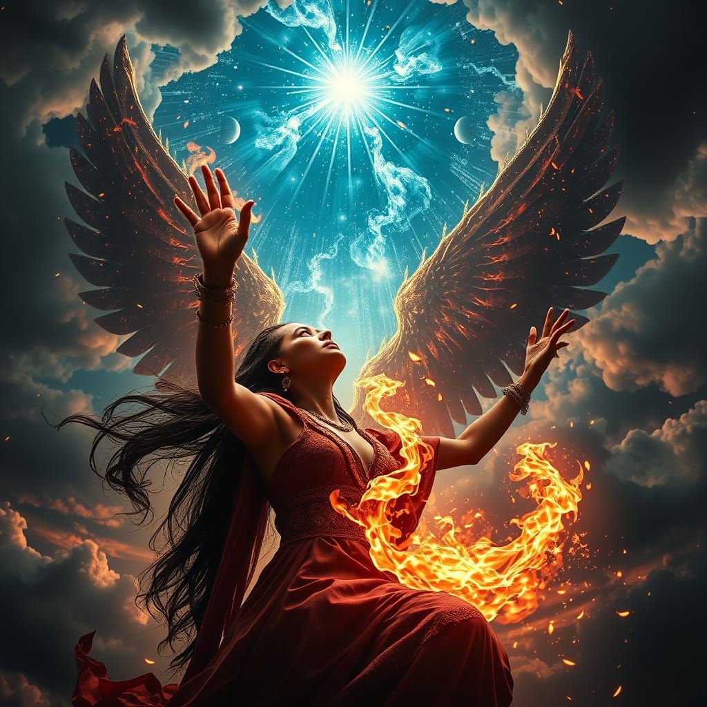 she is summoning the spirit of the ancient gods,