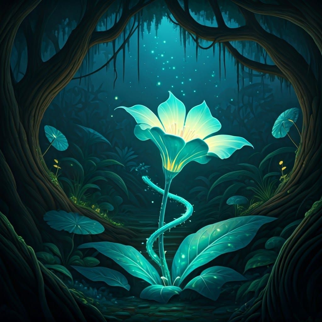 Luminous Bloom of the Alien Night - Ethereal Bloom in a Cele...