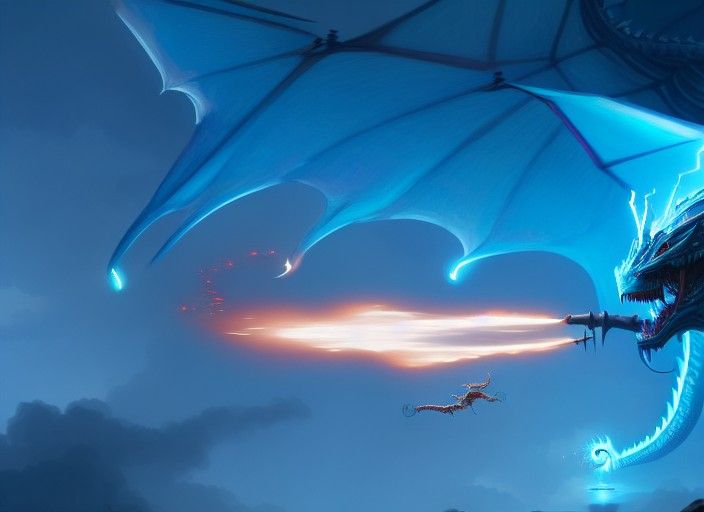 The flamethrower dragon - Cyberpunk Futuristic Dragon in Ele...