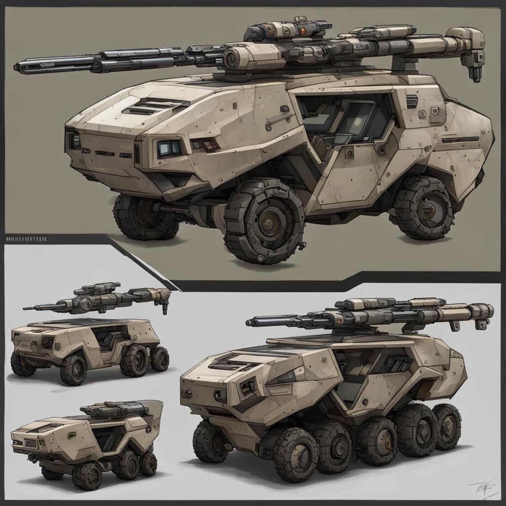 First generation of an APC built with "Battle Mech" parts. : r/nightcafe