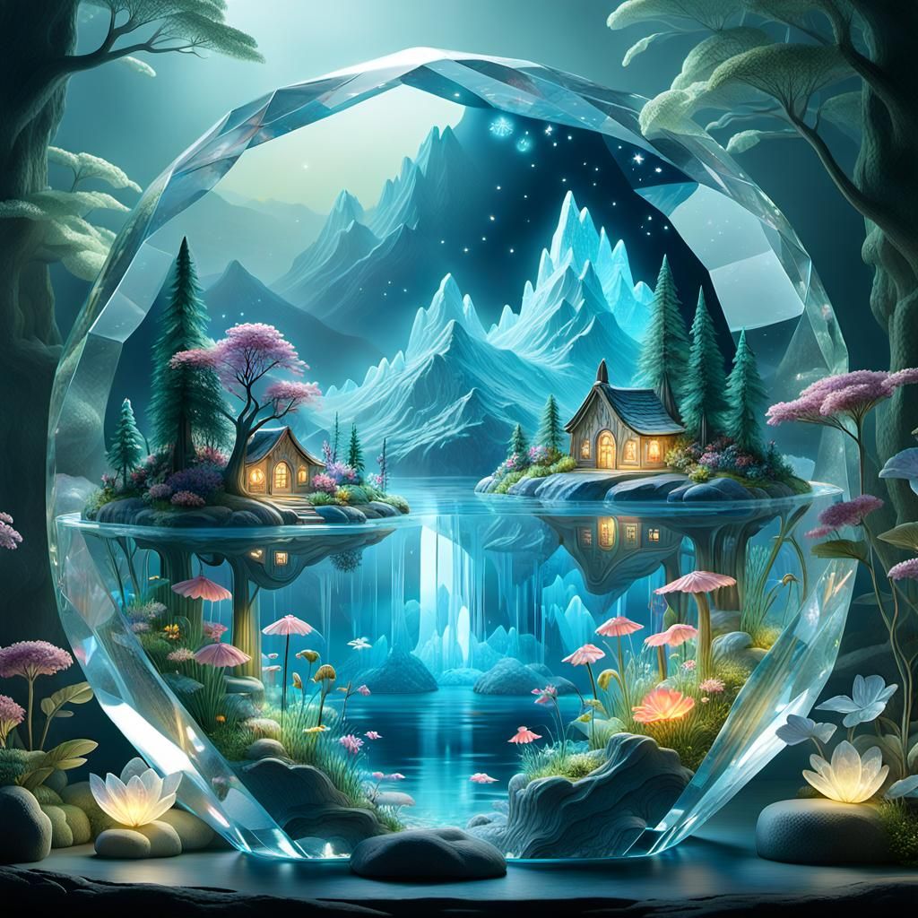 mountain lake fairy scene - AI Generated Artwork - NightCafe Creator