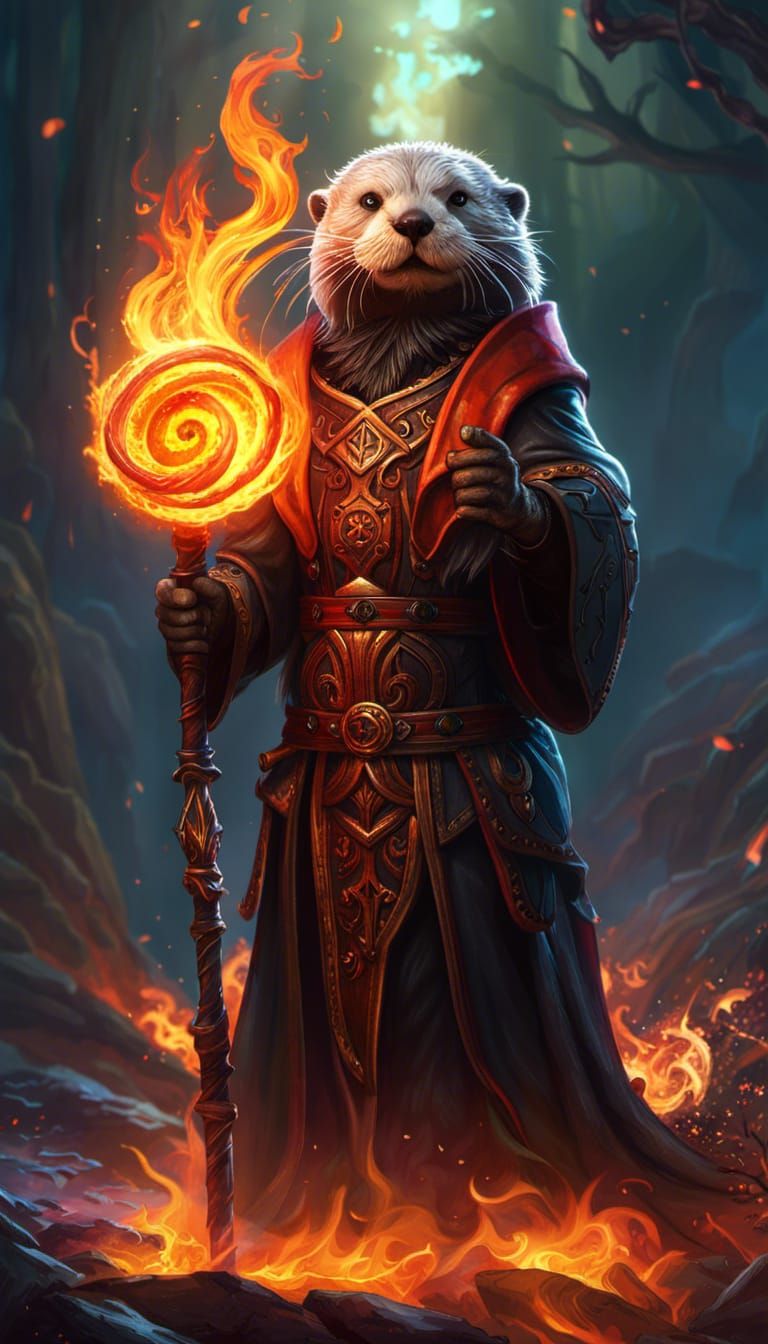 Sea Otter Fire Priest - AI Generated Artwork - NightCafe Creator