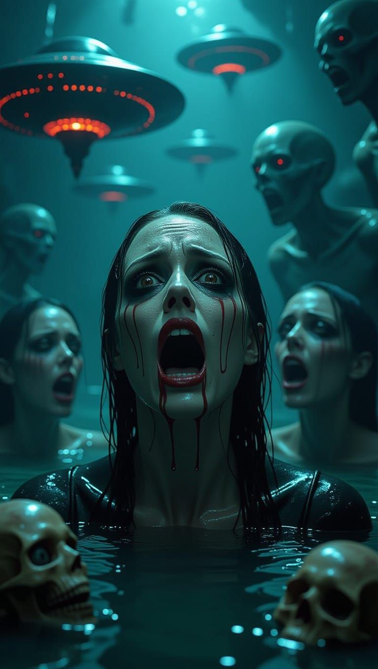 Hyperrealistic Nightmare Scene with Melting Heads ... - AI Art