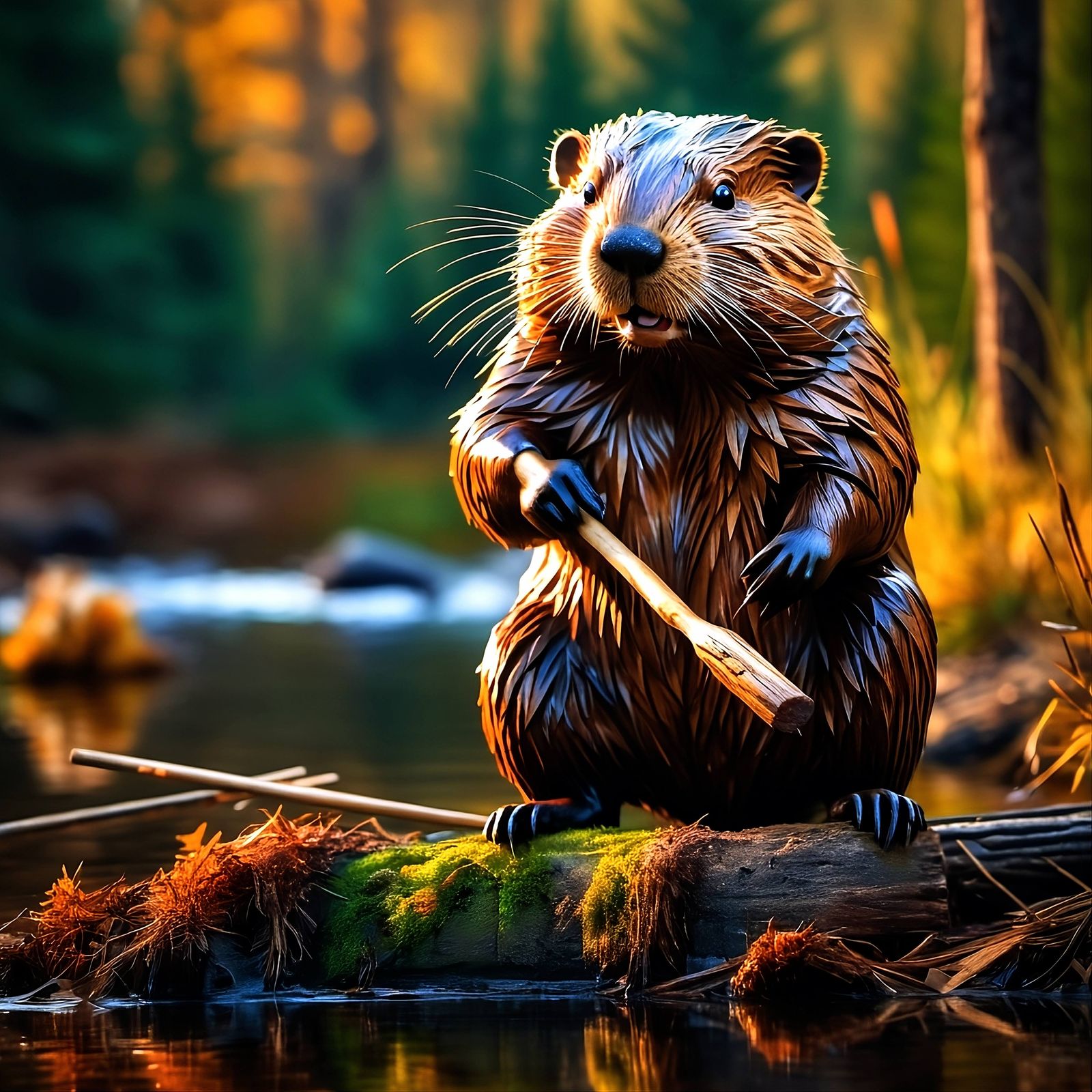 Beaver build a dam - AI Generated Artwork - NightCafe Creator