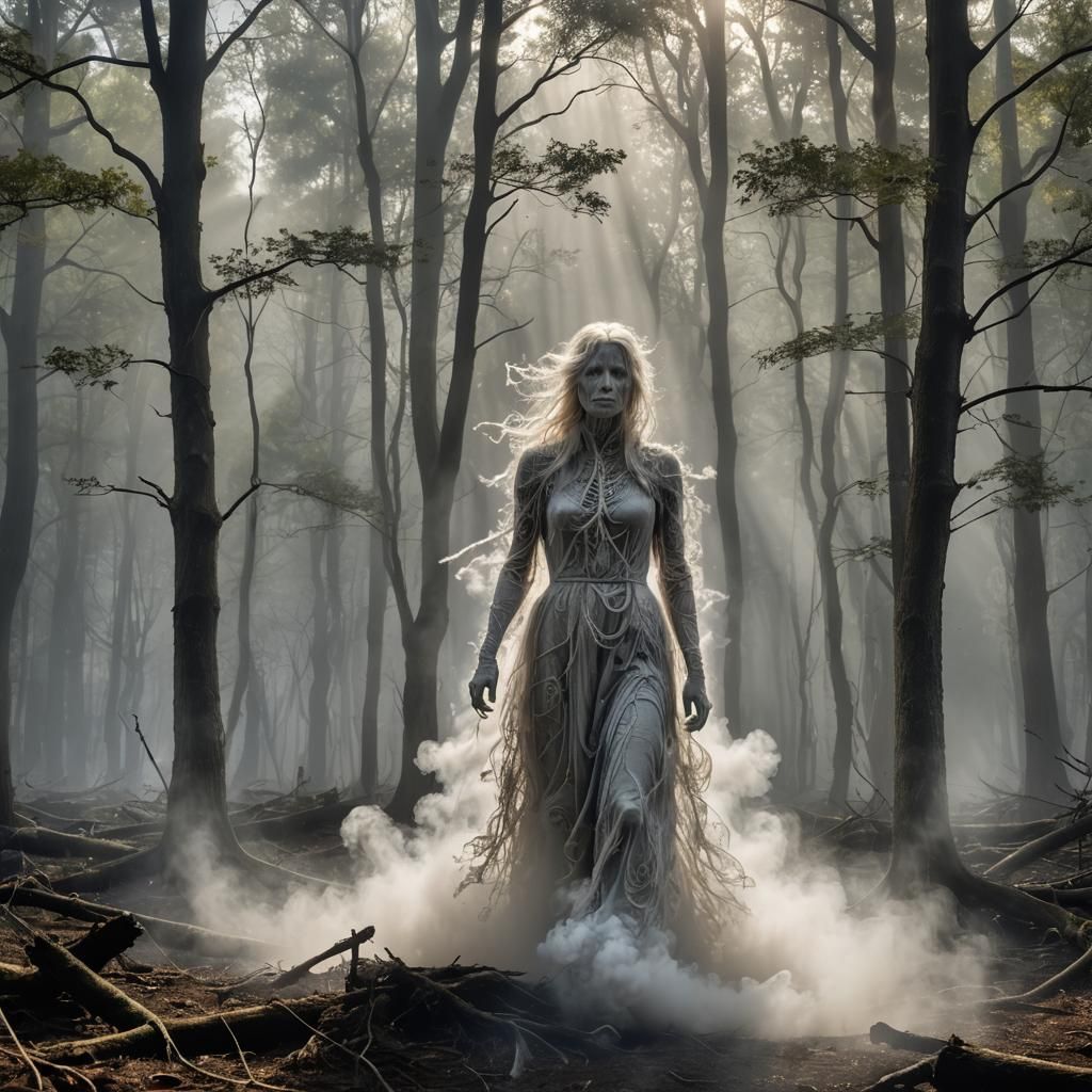 The eerie white apparition made of smoke - AI Generated Artwork ...