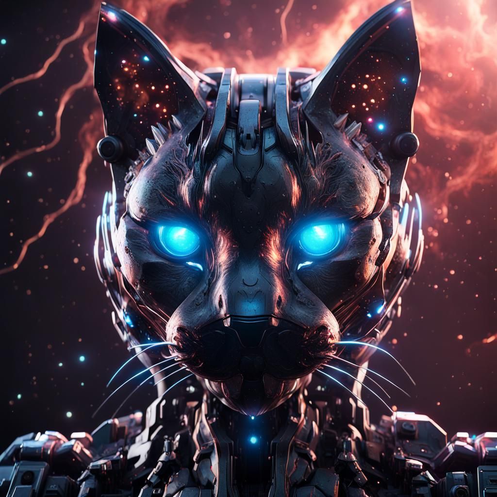 A cyber bionic cat - AI Generated Artwork - NightCafe Creator