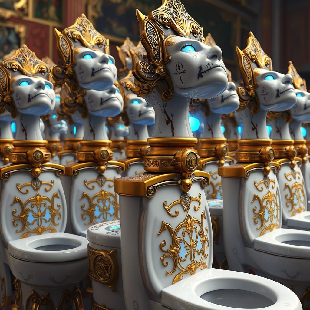 Mystical Toilets with Humanoid Heads - AI Art