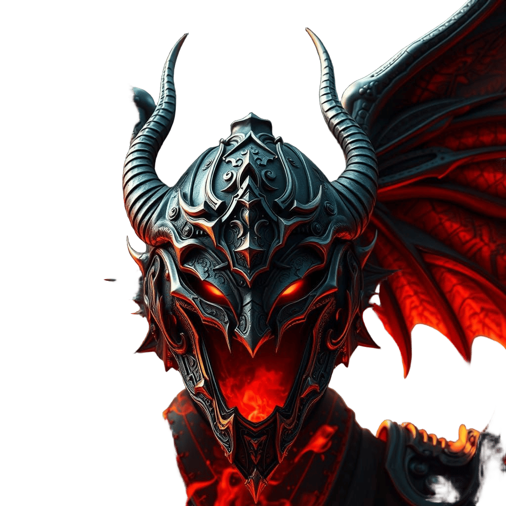 Surreal Demon Great Helm with Wings in Intricate D... - AI Art