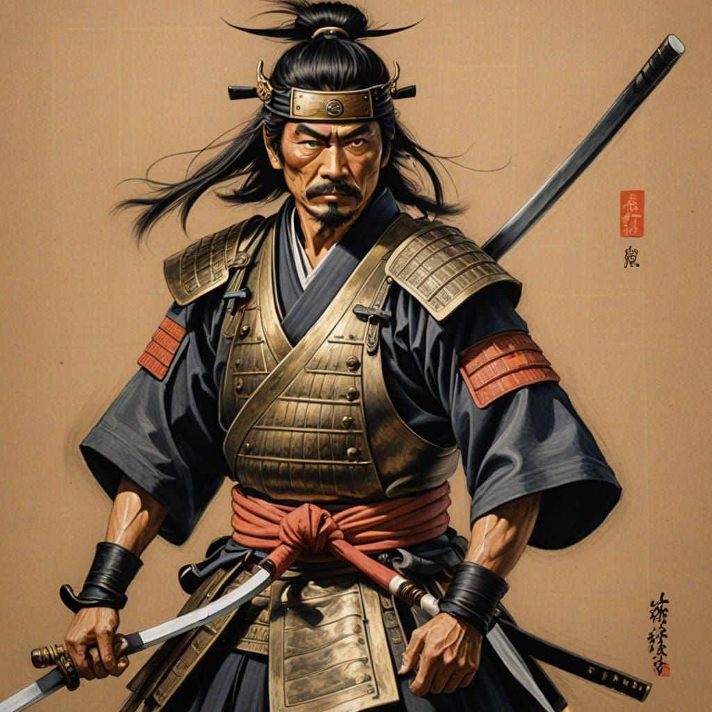 Surreal Samurai Warrior in Soft Pastels - AI Art