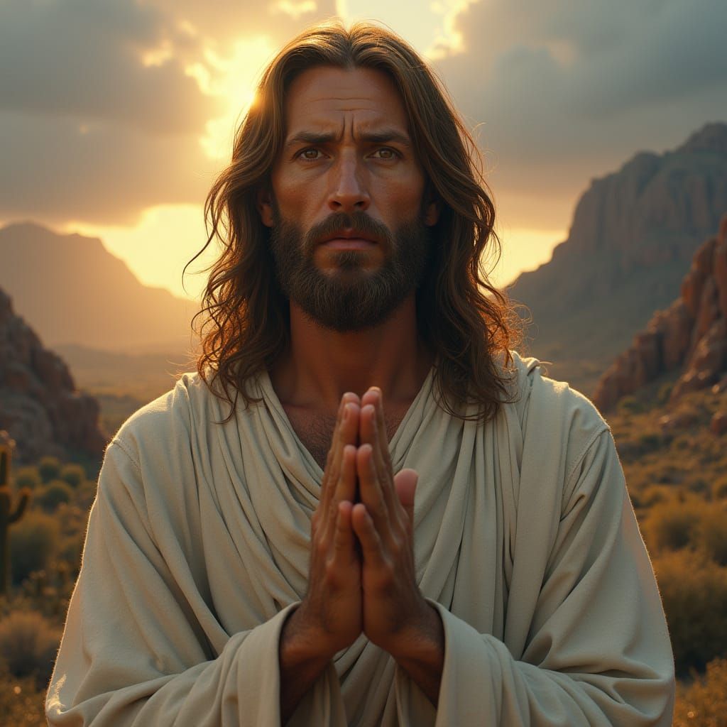 Hyper-Realistic Jesus Christ in Prayerful Gesture,... - AI Art