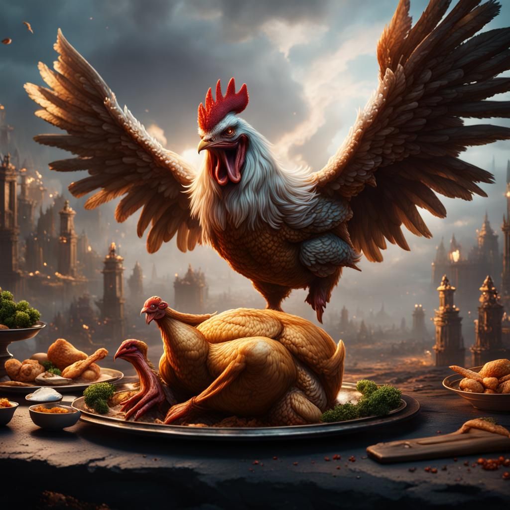 God eating chicken - AI Generated Artwork - NightCafe Creator