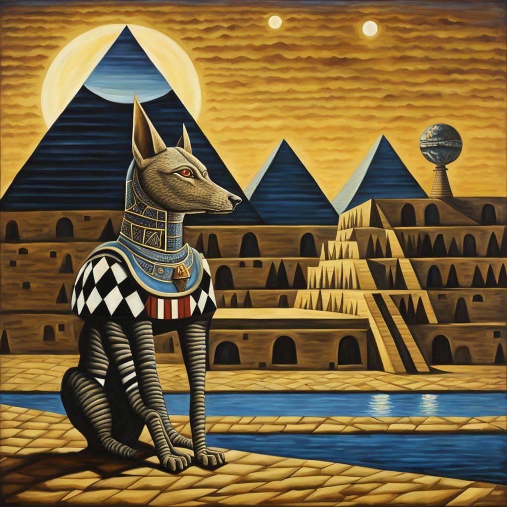 Surreal Masterpiece: Checkerboard Palaces Under Mo... - AI Art