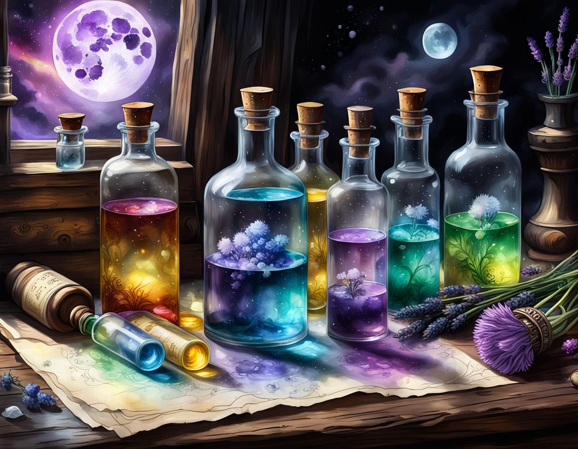 table du magicien - Mystical Alchemist's Vintage Study