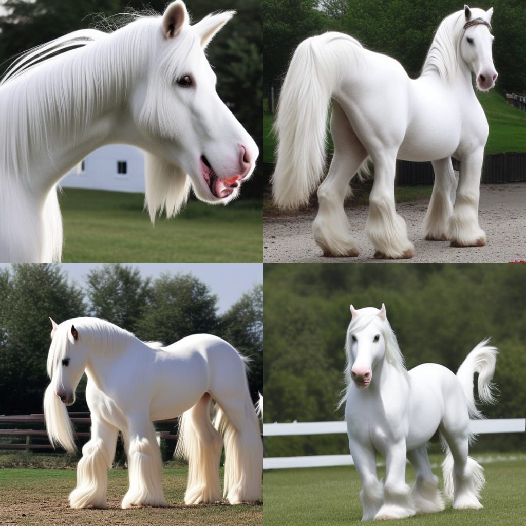 White Clydesdale horse - AI Generated Artwork - NightCafe Creator