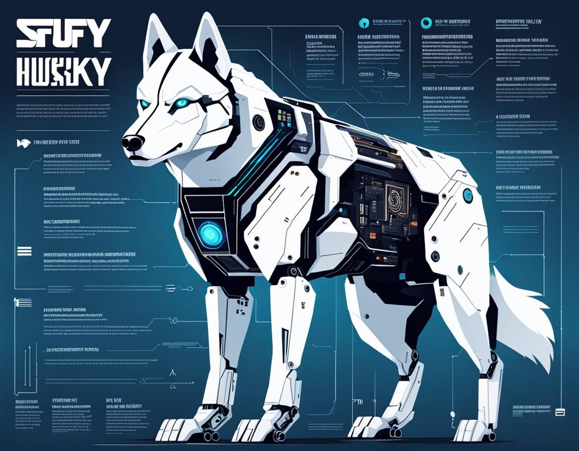 infographic syfy chart of a robotic husky, cyberpunk style - AI ...