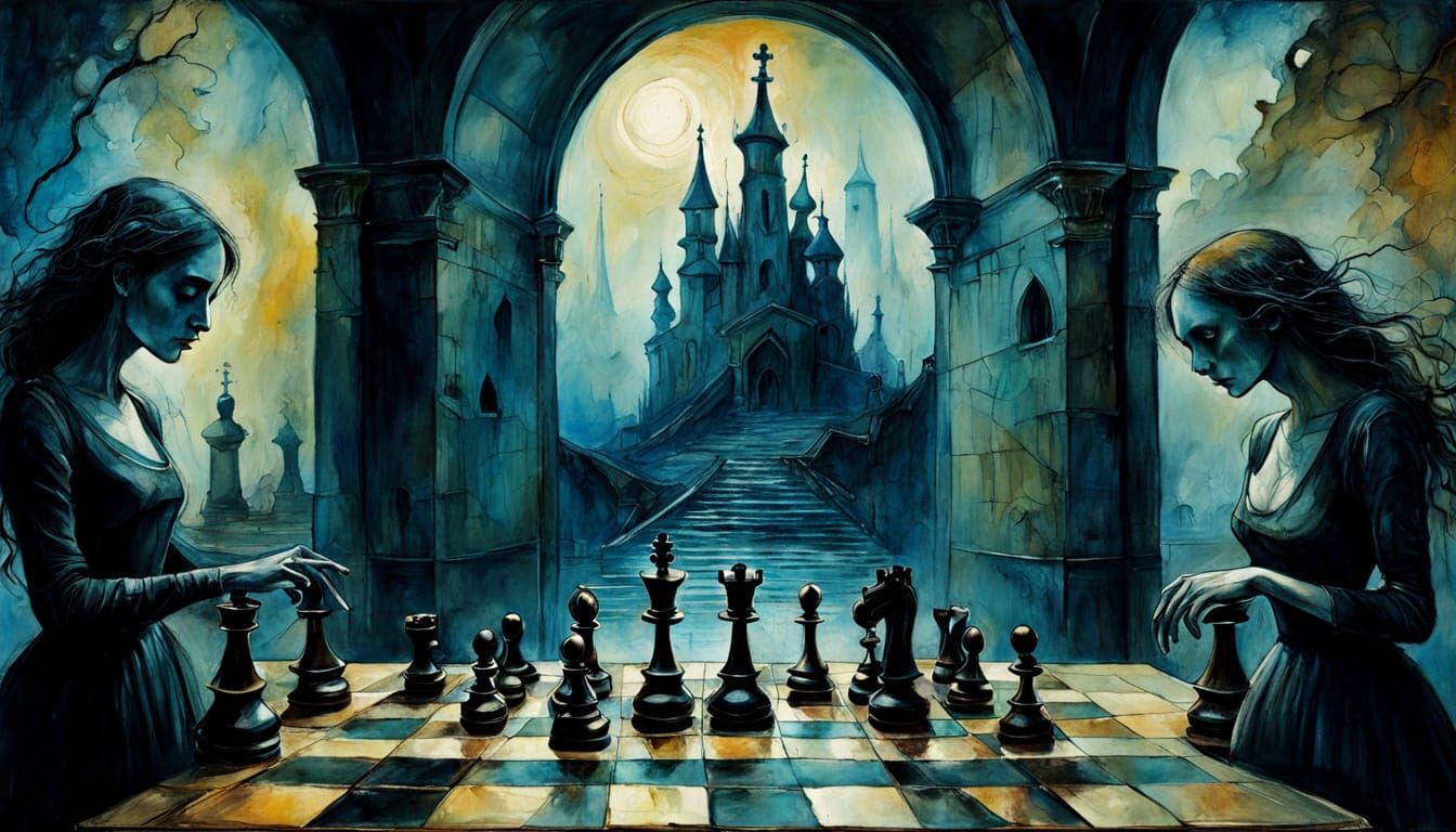 Chess, game for the king! - Ethereal Gothic Chess Scene in H...