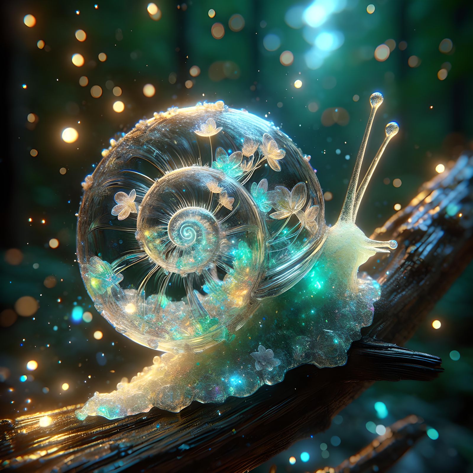 Translucent snail - Delicate Jade Crystal Glass Snail Shell...