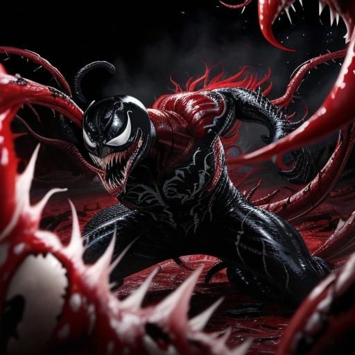 Venom 01 - Venom Attacks Carnage in Gritty Sci-Fi Digital Ar...