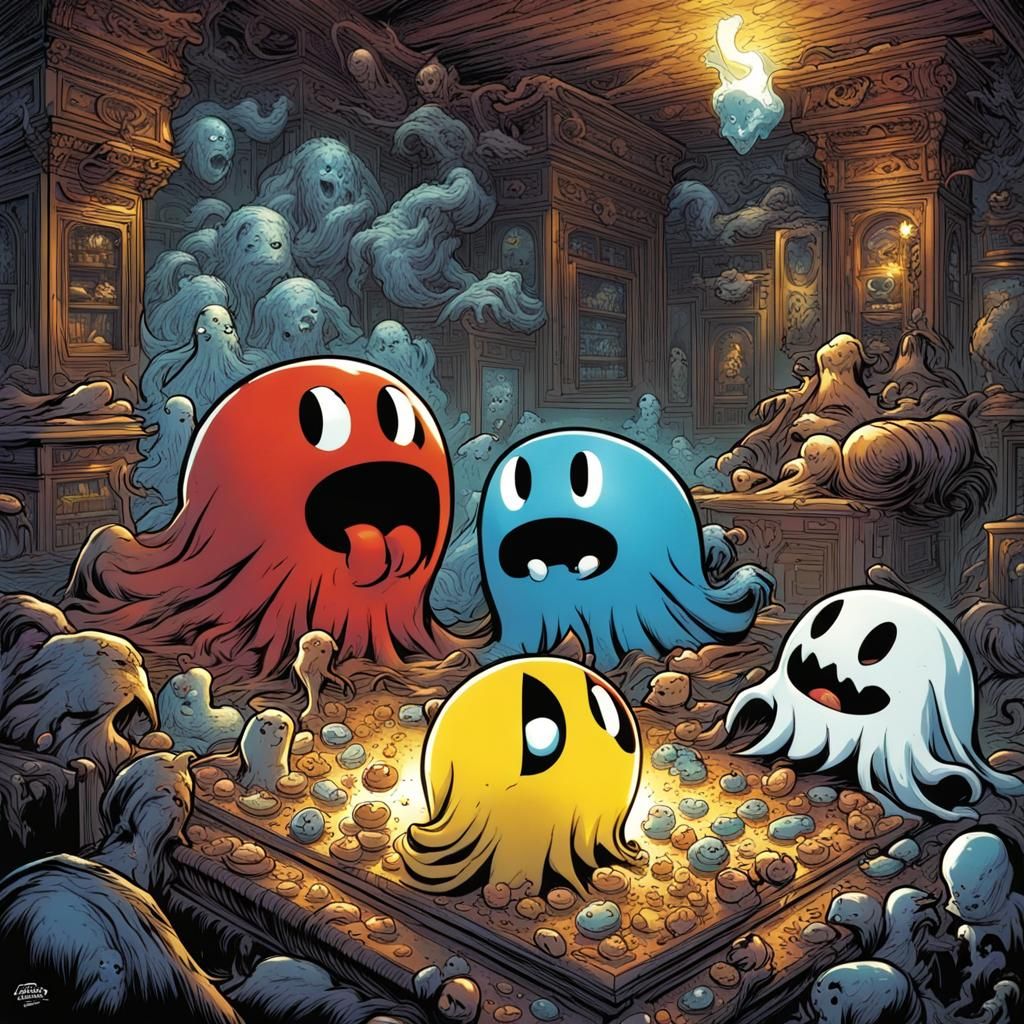 pacman eating ghosts - AI Generated Artwork - NightCafe Creator