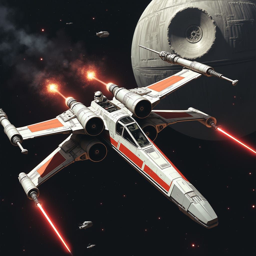 Sleek V-Wing Starfighter Charges Towards Imperial ... - AI Art
