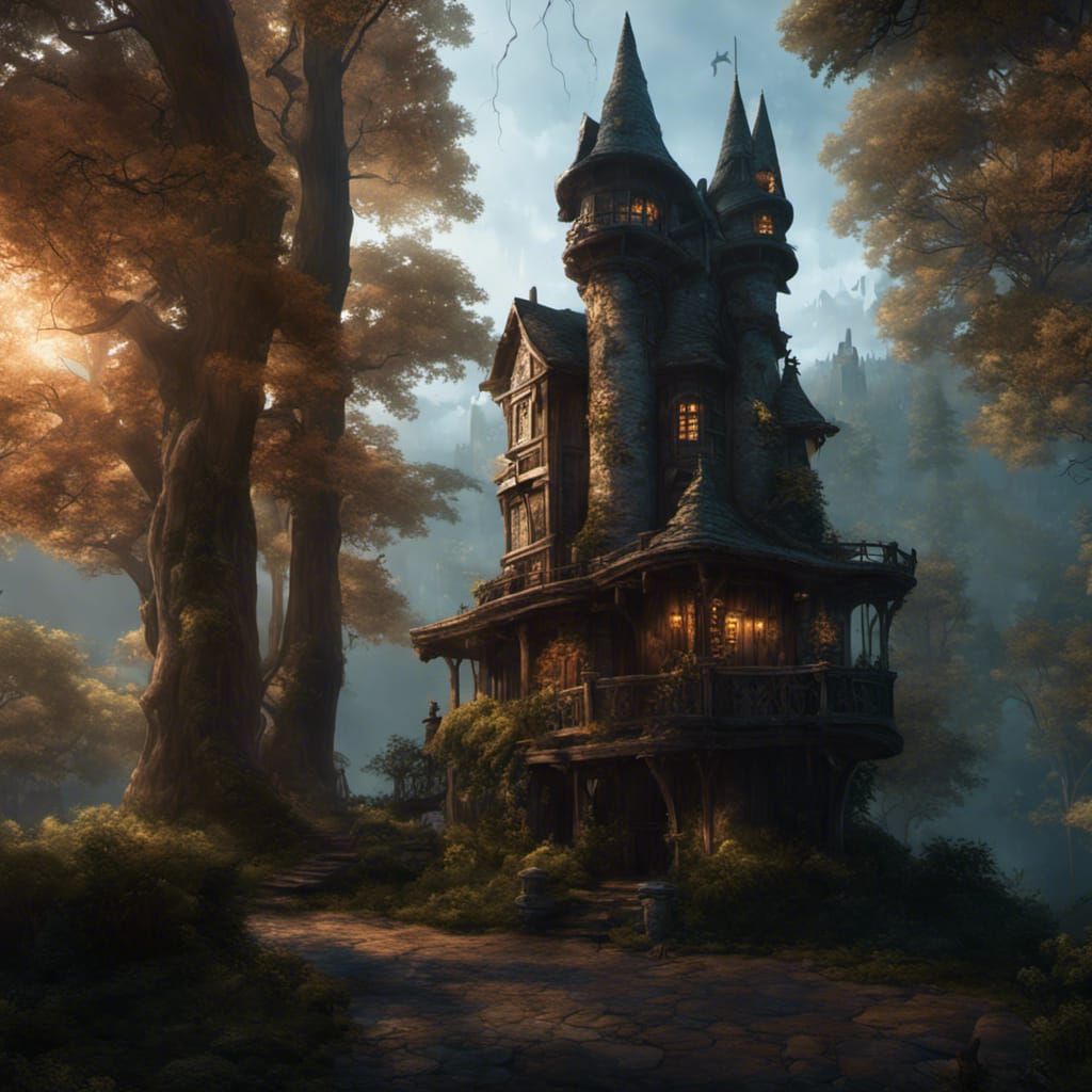 Cozy Wizard tower secluded in the woods - AI Generated Artwork ...