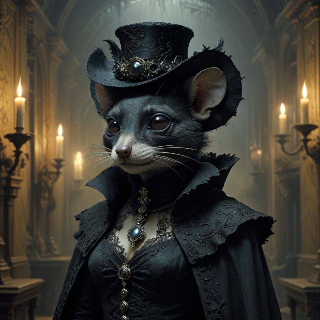 Massive goth mouse masquerade cavorting with their fluffy minions