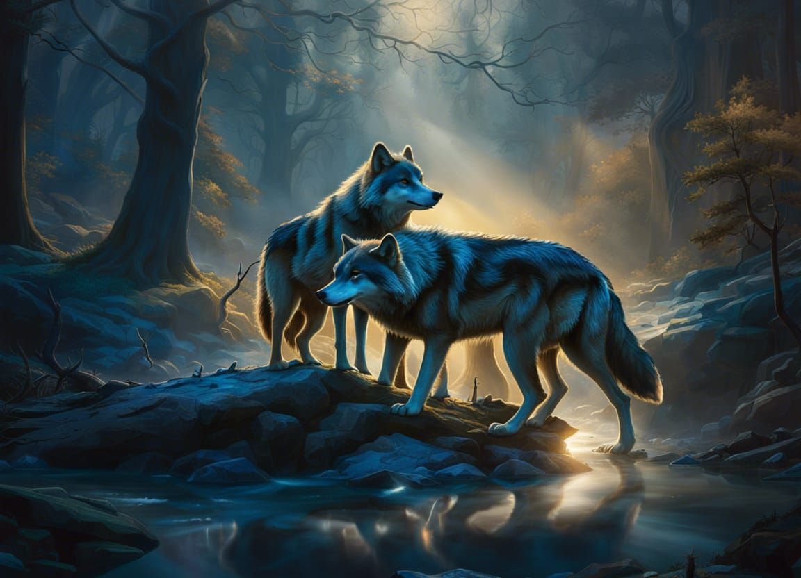 Teamwork in the pack of wolves - AI Generated Artwork - NightCafe Creator
