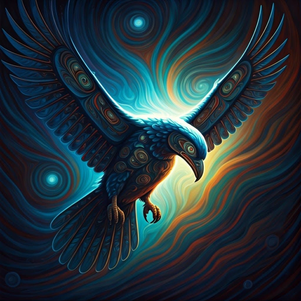 T- Bird - Thunderbird Soars Through Electric Blue-Black Nigh...