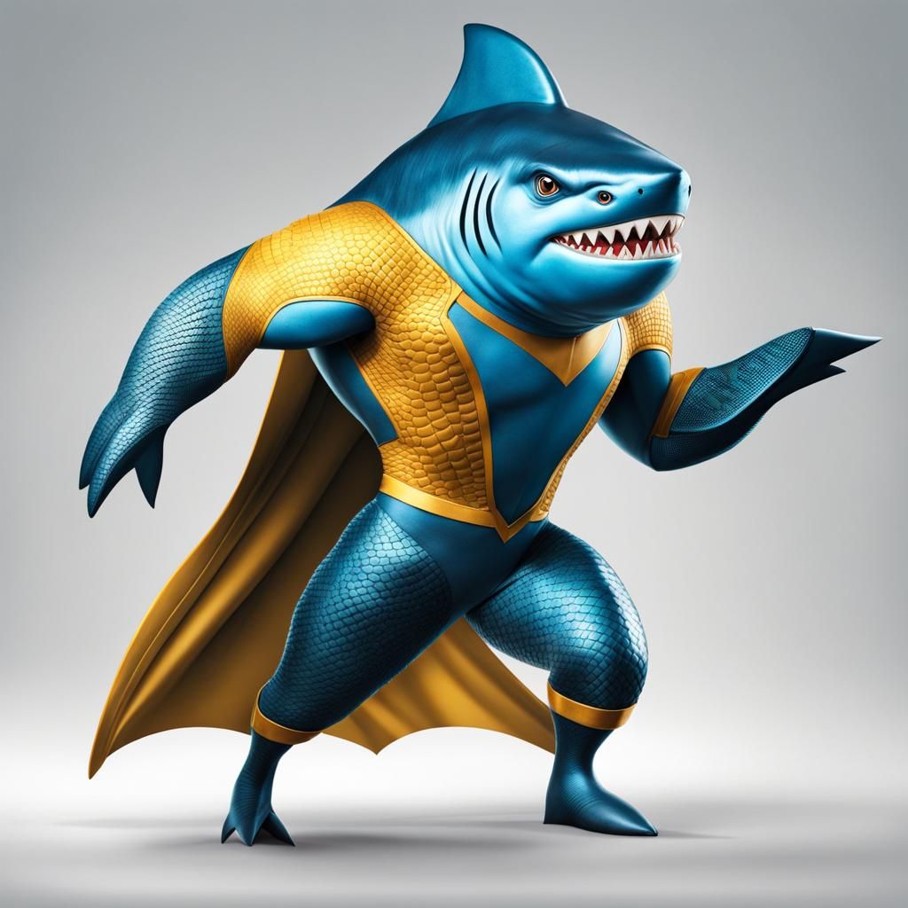 anthropomorphic shark person superhero with shark face. shark superhero ...