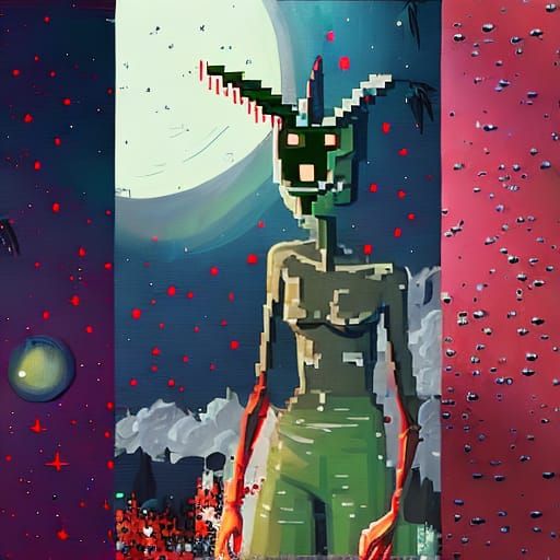 Pixel praying mantis - AI Generated Artwork - NightCafe Creator