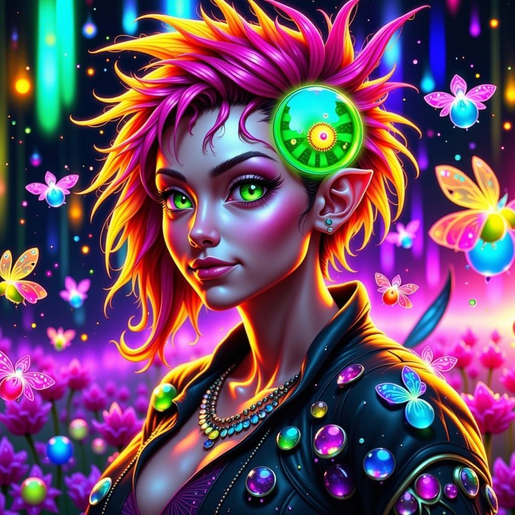 Vibrant Fae Creature Zooms Through Whimsical Yard ... - AI Art