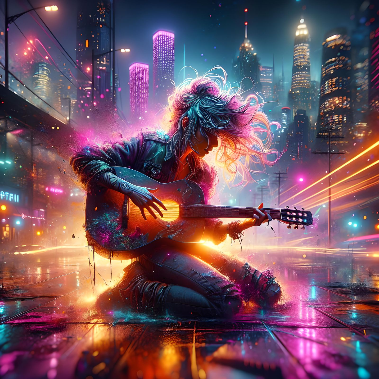 Passionate guitar player... - AI Generated Artwork - NightCafe Creator