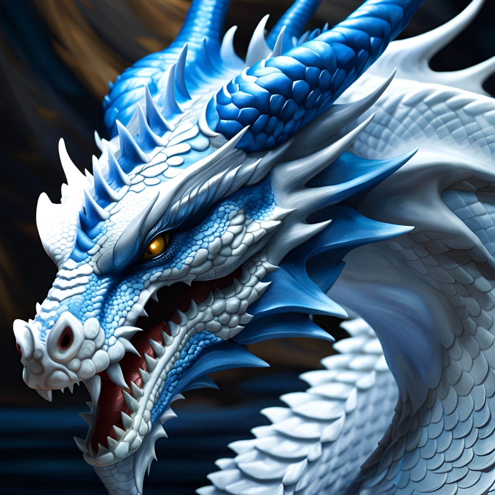 A White And Blue Dragon - AI Generated Artwork - NightCafe Creator