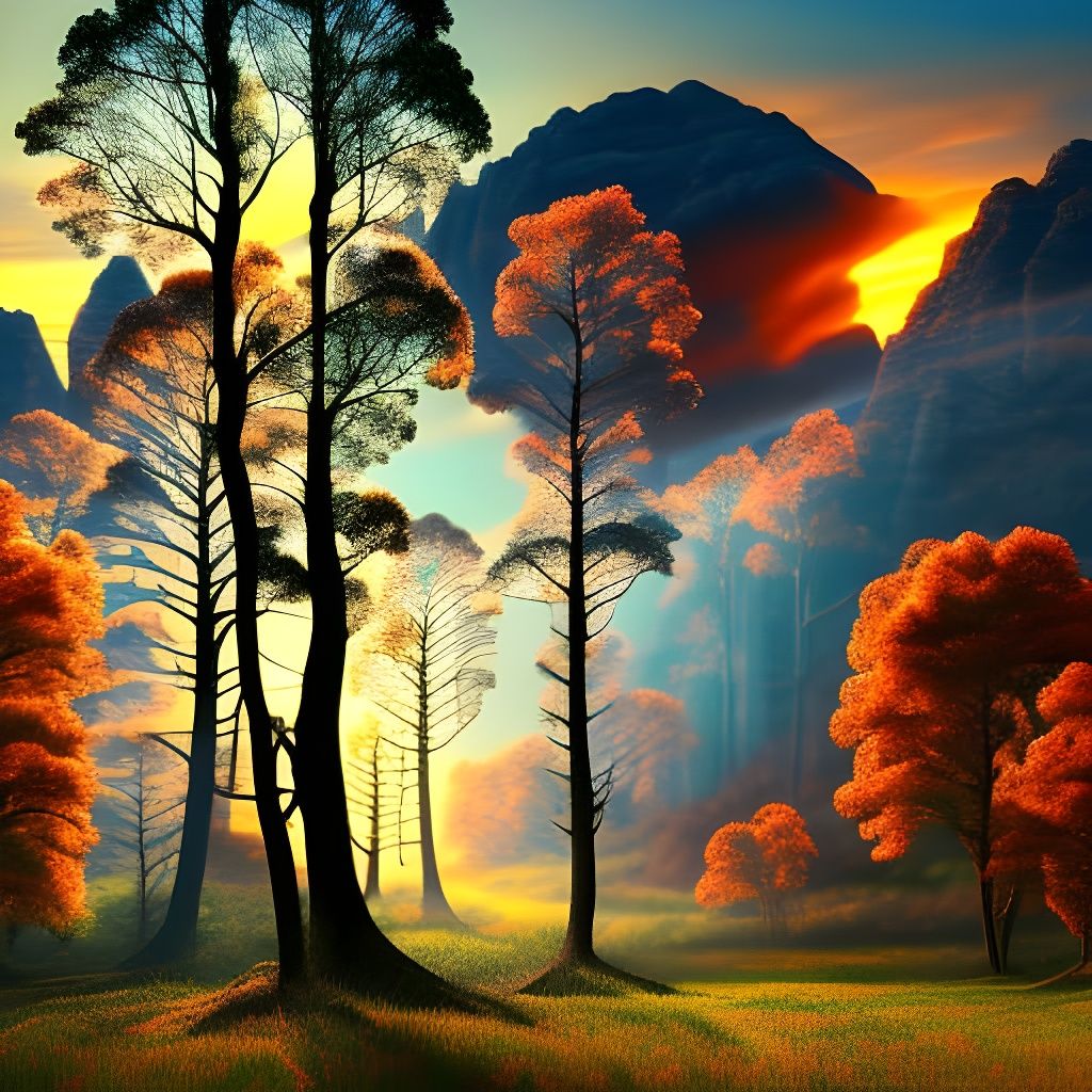 Fiery Fantasy Sunset - AI Generated Artwork - NightCafe Creator