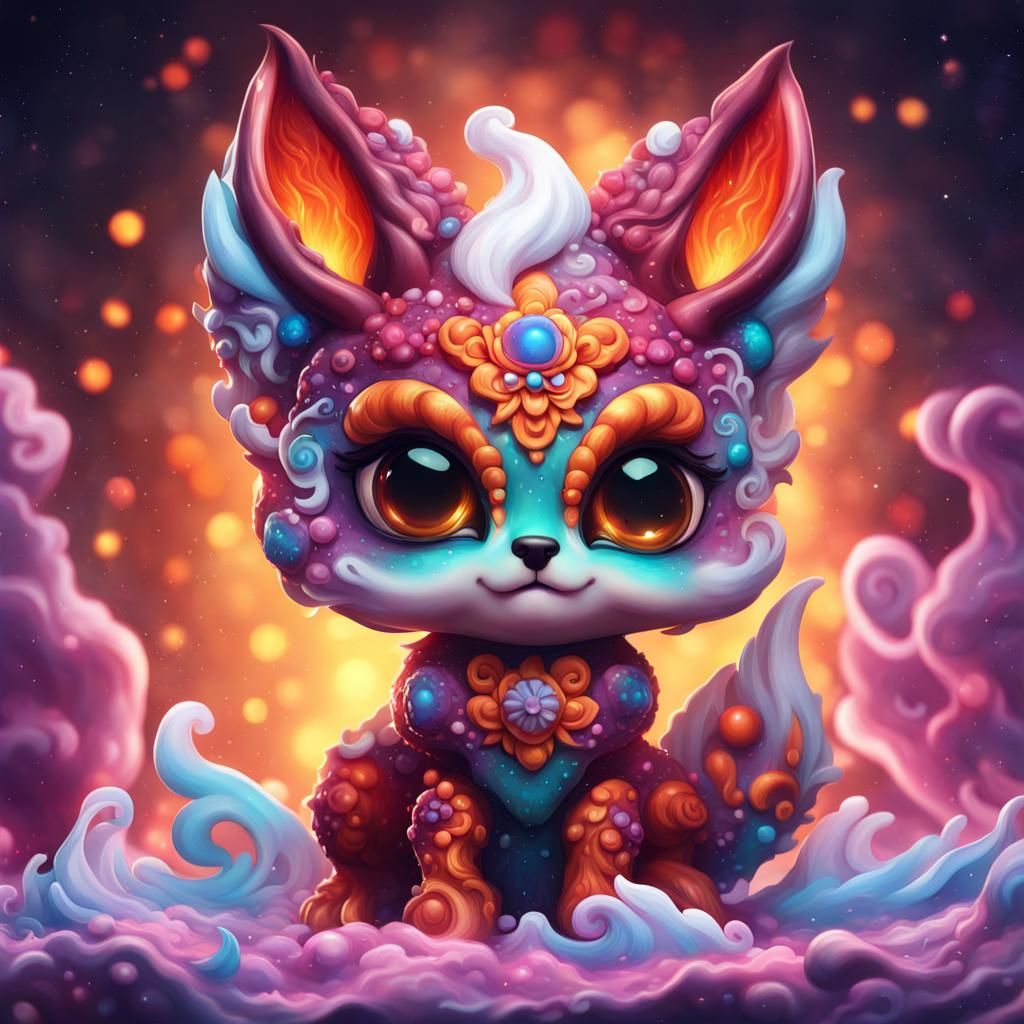 Chibi, a stunning cinematic visual of a baroque chibi Mutated Cosmic ...