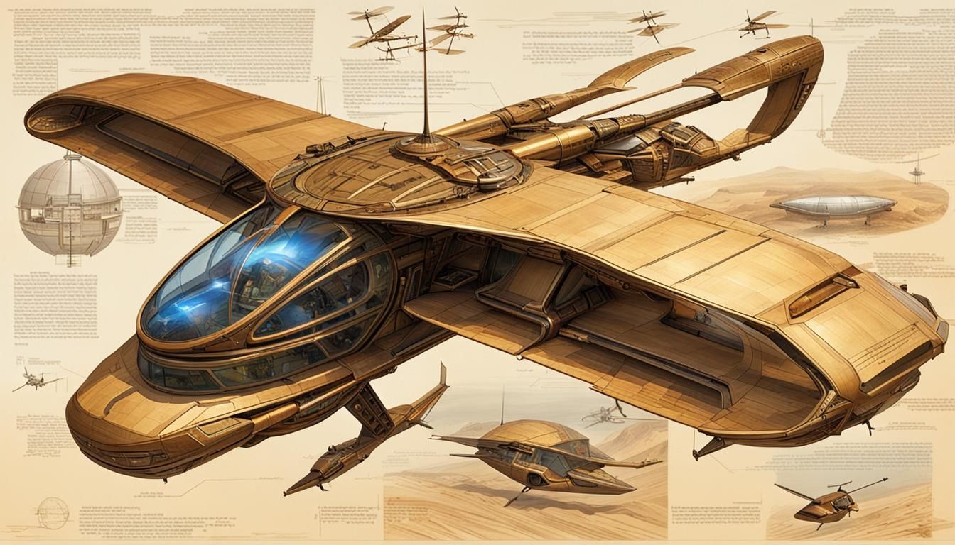 Dragon-fly styled technology futuristic flying machine, da vinci styled ...