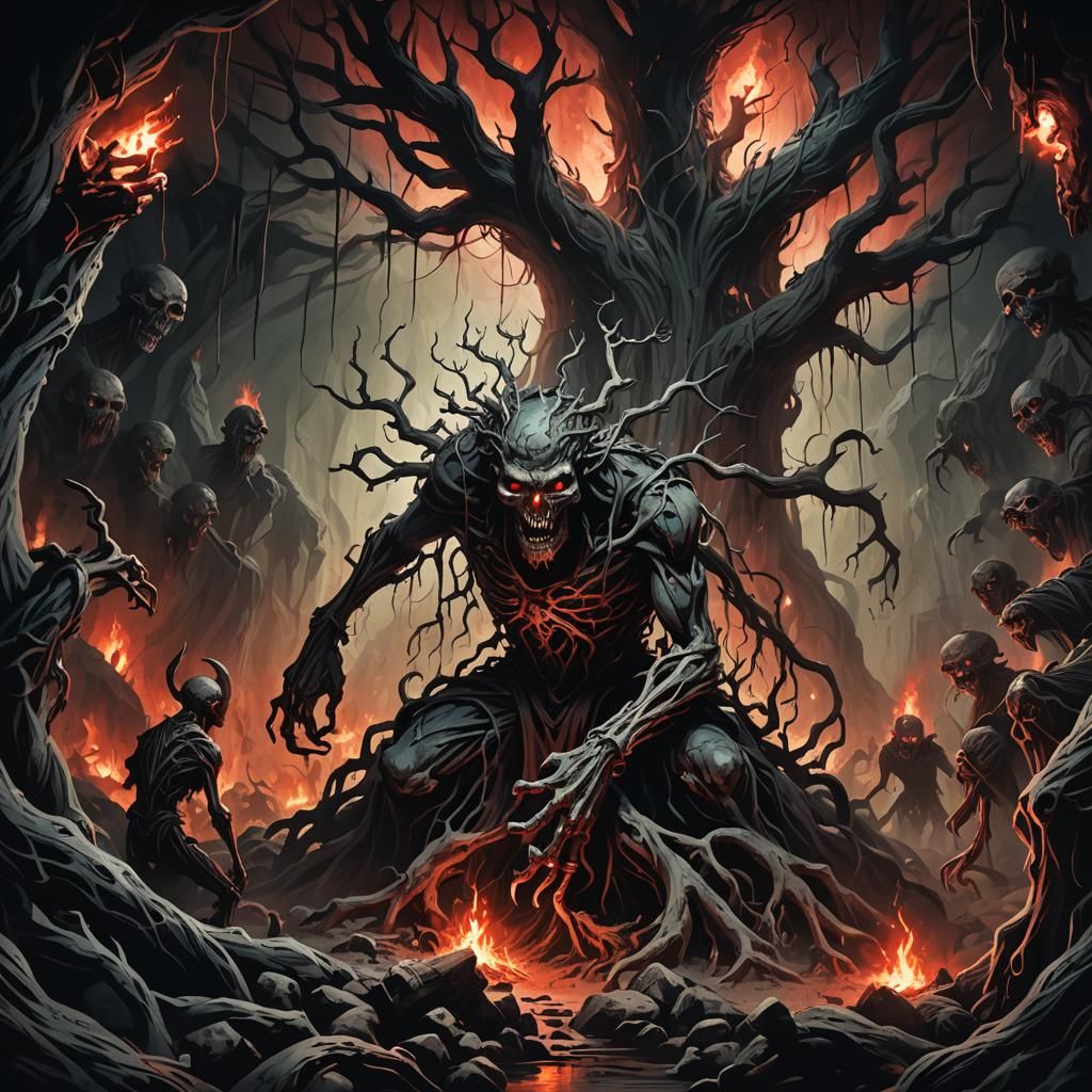 Dark Gothic Hellscapes in Fiery Red Hues - AI Art