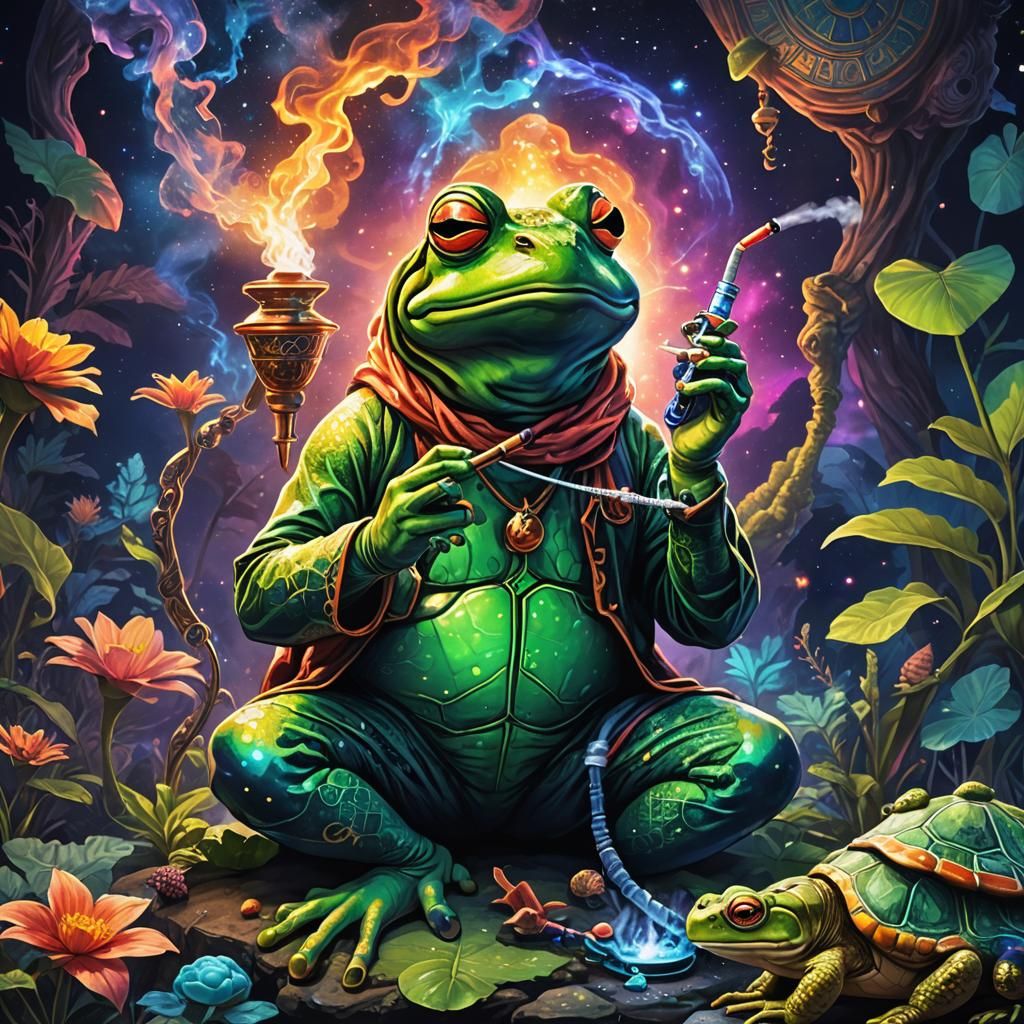 Frog smoking out - AI Generated Artwork - NightCafe Creator