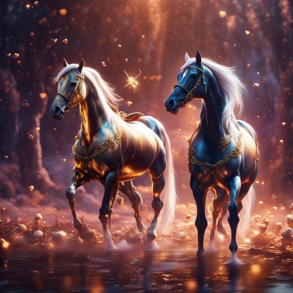 metallic shining fashion star fillies horses Falling in Love - AI ...
