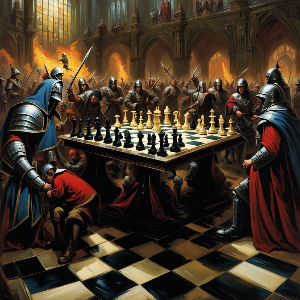 An epic Warhammer chess battle - AI Generated Artwork - NightCafe Creator