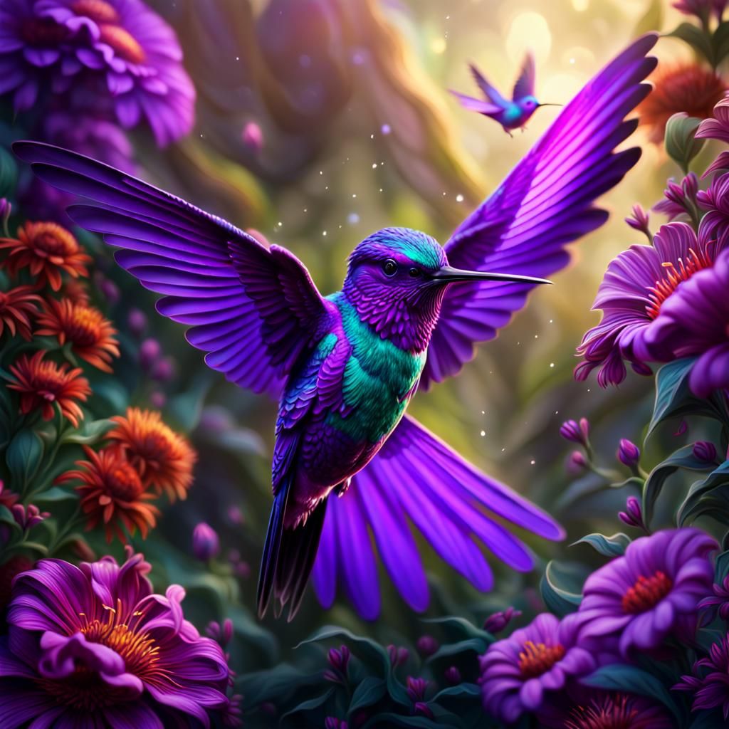 Purple baby hummingbird - AI Generated Artwork - NightCafe Creator