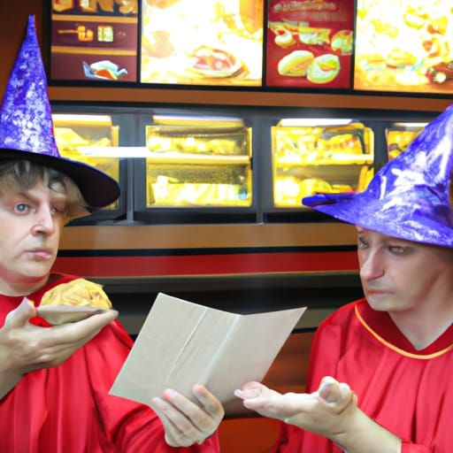 Wizards in fast food restaurant - AI Generated Artwork - NightCafe Creator