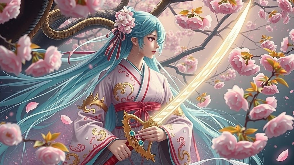 Blossom Samurai 🌸 Hatsune Miku - Cherry Blossom Samurai God...