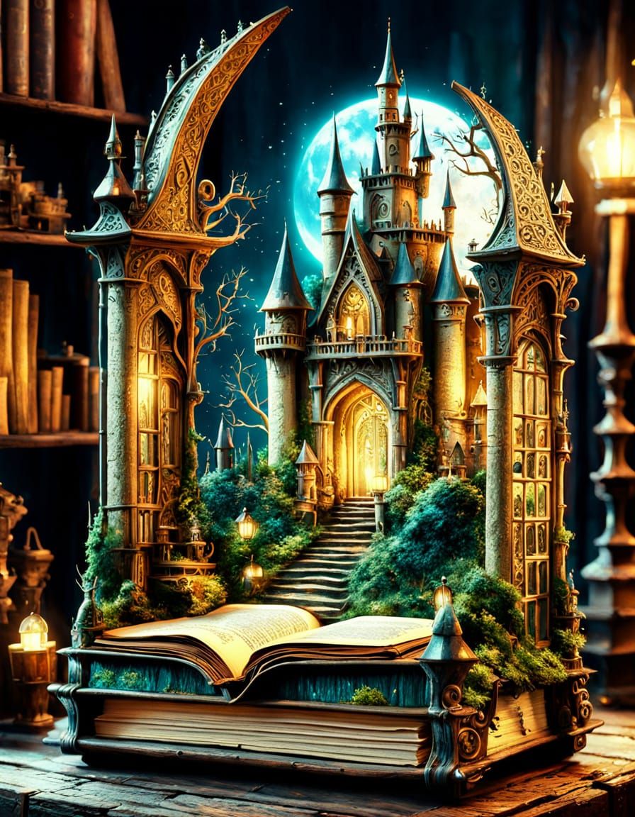 Inside a grand wizard’s room, gateway to the forgotten land